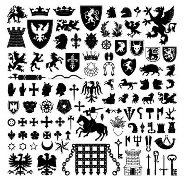 Huge Heraldry Shapes & Silhouettes Vector Pack - WeLoveSoLo