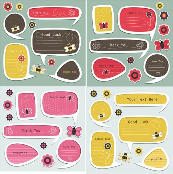 Honey Bee Text/Dialogue Boxes Vector Set - WeLoveSoLo