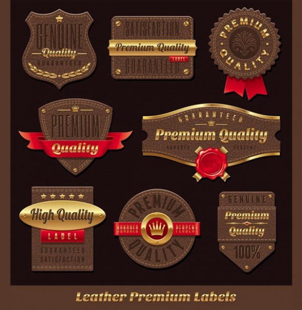 Deluxe Leather & Gold Vector Labels Set - WeLoveSoLo