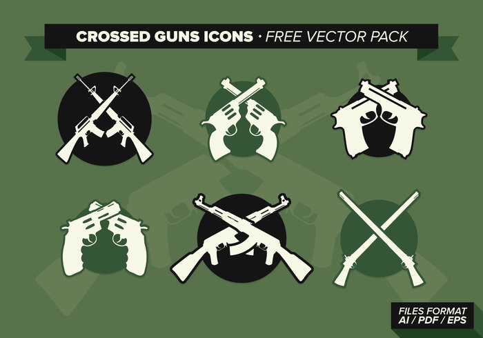 Crossed Guns Icons Free Vector Pack 147903 - WeLoveSoLo