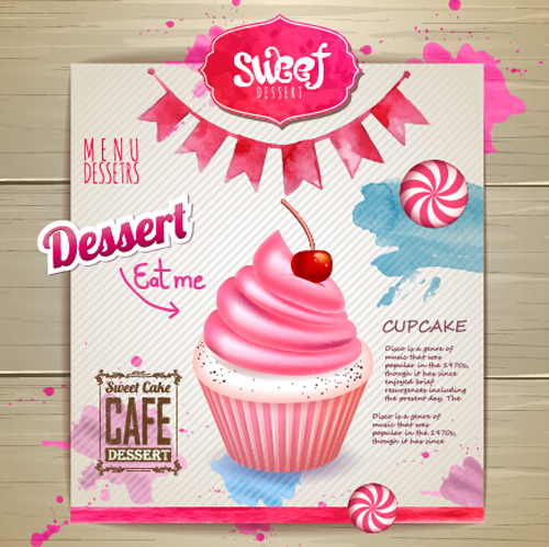 Dessert sweet menu design vector 03 - WeLoveSoLo