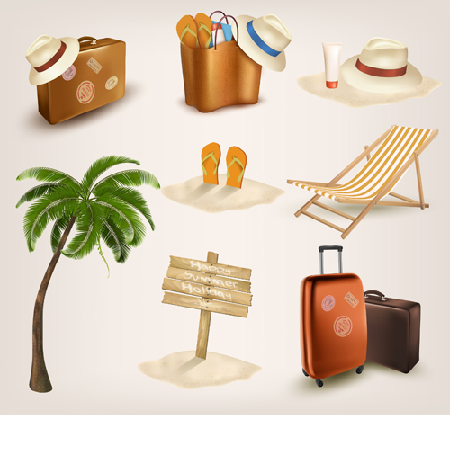 Different travel elements icons vector - WeLoveSoLo