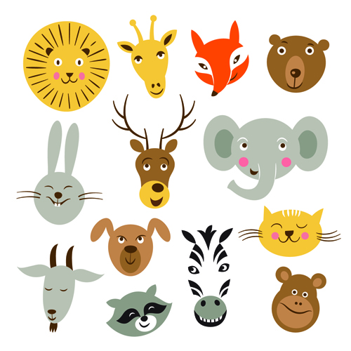 Different animals heads vector material - WeLoveSoLo